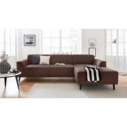 Ecksofa DOMO collection, B:268cm H:81cm T:159cm, braun, Struktur grob (100% Polyester);Luxus-Microfaser (100% Polyester);Struktur (100% Polyester),