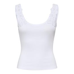 Only Damen Tanktop "ONLZANNY S/L CROCHET TANK TOP CS JRS", wei&szlig;, Gr. L, unifarben, Jersey, Obermaterial: 95% Baumwolle, 5% Elasthan, Tops,