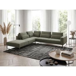 Ecksofa Musterring, B:308cm H:88cm T:290cm, gr&uuml;n, 85% Polyester, 15% Viskose, Wohnzimmer, Sofas, "JUSTB PM100, stilvoller Lounge-Komfort von