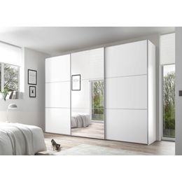 Schwebet&uuml;renschrank STAUD, B:280cm H:222cm T:68cm, wei&szlig;, Holzwerkstoff, Schr&auml;nke, "Includo, Made in Germany", Mit Spiegelt&uuml;re und vier verschiedenen