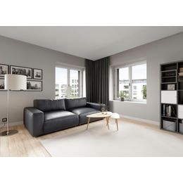 Big-Sofa Musterring, B:252cm H:81cm T:124cm, schwarz, Flachgewebe FLORIS (100% Polyester);Flachgewebe VALMONT (60% Baumwolle/ 40% Leinen);Microfaser