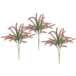 Kunstpflanze I.GE.A., B:26cm H:35cm L:26cm, rosa, Kunststoff, Kunstpflanzen, "Erikabusch 3er Set", 35cm Erika Heidenkraut Strauch Bouquet Tischdeko