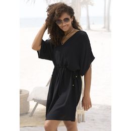 s.Oliver Damen Longtunikaschwarz, Gr. 34, unifarben, Cr&ecirc;pe, Obermaterial: 100% Viskose, Tuniken, aus gekreppter Viskose, kurzes Strandkleid,