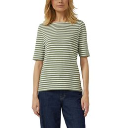 s.Oliver Damen T-Shirt, gr&uuml;n, Gr. 46, gestreift, Jersey, Obermaterial: 100% Baumwolle, Shirts, mit Flammgarnstruktur