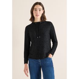 Cecil Damen Langarmshirt, schwarz, Gr. XXL, unifarben, Stoff, 67% Viskose, 28% Polyester, 5% Elasthan, Shirts, mit Seitlichen Einschlitzen am Saum