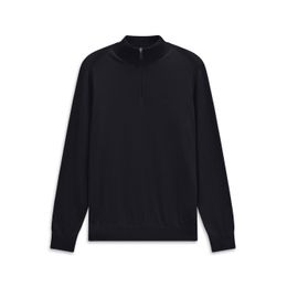 Bugatti Herren Troyer "Regular Fit", schwarz, Gr. L, unifarben, 95% Baumwolle, 5% Kaschmir, Pullover, Regular Fit Baumwolle-Kaschmir Stehkragen