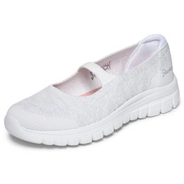 Skechers Damen Ballerina "GRACEFUL", Gr. 39, wei&szlig;, Textil, Glitzer, Schuhe, Freizeitschuh, Schlupfschuh, Slipper mit Stretch-Fit