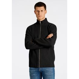 LINDBERGH Herren Cardigan "Cardigan Relaxed Fit", schwarz, Gr. L, unifarben, Obermaterial: 80% Baumwolle, 20% Polyester, Strickjacken