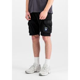 Herren Shorts "Crew Short Patch", schwarz, Gr. 31, Alpha Industries, Obermaterial: 98% Baumwolle, 2% Elastan. Futter: 100% Baumwolle, Hosen