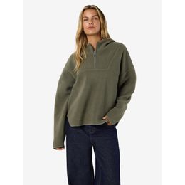 Noisy may Damen Fleecepullover "NMCOZY L/S HALFWAY ZIP SWEATER JRS NOOS", gr&uuml;n, Gr. XS, unifarben, Sweatware, Obermaterial: 100% Polyester,