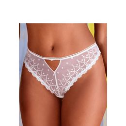 Lascana Damen String "Fabia", Gr. 44, blau, Spitze, Obermaterial: 90% Polyamid, 10% Elasthan, Unterhosen, aus edler Stickereispitze in dezent