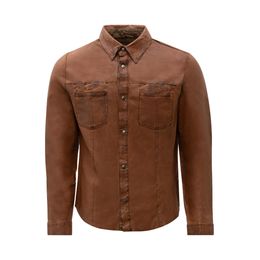 RICANO Herren Langarmhemd "Lederjacke Reverse Shirt", braun, Gr. XXL, Obermaterial: 100% Lammnappaleder LANA., Hemden, Handgefertigt aus echtem Leder