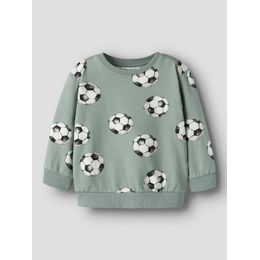 name it Jungen Sweatshirt "NMMLOUIE LS NREG SWEAT BRU BOX", gr&uuml;n, Gr. 98, bedruckt, Sweatware, Obermaterial: 95% Baumwolle, 5% Elasthan, Sweatshirts,