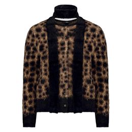 Zero Casual-Strickjacke mit Jacquard in Patch Black/Brown | Gr.: 34