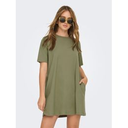 Only Damen Minikleid "ONLMARA S/S POCKET DRESS JRS NOOS", gr&uuml;n, Gr. S, unifarben, Jersey, Obermaterial: 100% Baumwolle, Kleider, Baumwolle, oversize,