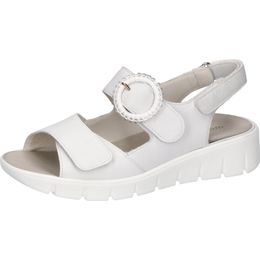 Waldl&auml;ufer WALDL&Auml;UFER Damen Sandale "K-ADEA", Gr. 9, wei&szlig;, Nubukleder, unifarben, Schuhe, Sommerschuh, Keilsandalette mit Klettverschl&uuml;ssen, K-Weite