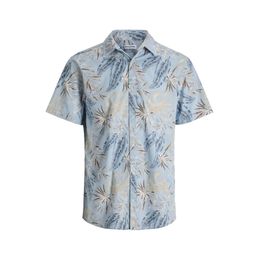 Jack & Jones JACK & JONES Button Up Shirt 'JJHonolulu' male size S Beige / marine blue / Sky blue / Brown