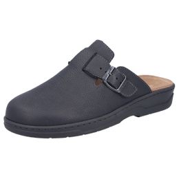 Rieker Herren Clog, Gr. 41, schwarz, Glattleder, unifarben, Schuhe, Pantolette, Schlupfschuh, Hausschuh mit herausnehmbarem Fu&szlig;bett