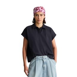 Marc O'Polo Damen Poloshirt "aus Interlock-Jersey", schwarz, Gr. S, MARC O'POLO DENIM, unifarben, Obermaterial: 96% Baumwolle, 4% Elasthan, Shirts