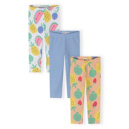 MINOTI Leggings M&auml;dchen Gr&ouml;&szlig;e 92/96 hellblau / hellgelb / hellgrau / pastellorange