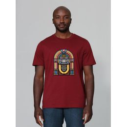 wat? Apparel T-Shirt Jukebox in Weinrot | Gr.: 52