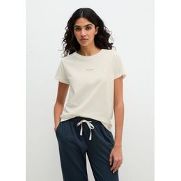 Marc O'Polo MARC O'POLO Damen Pyjamaoberteil "Mix N Match Cotton Top SS", Gr. L, beige, Jersey, Obermaterial: 100% Baumwolle, Shirts, mit Rundhalsausschnitt und