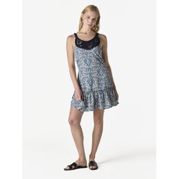 Koroshi Kleid Damen Gr&ouml;&szlig;e 36 creme / taubenblau