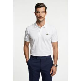 Lacoste Herren Poloshirt, wei&szlig;, Gr. 7, unifarben, Jersey, Obermaterial: 100% Baumwolle, Shirts, Polokragen, Jersey-Qualit&auml;t, gesticktes Krokodil auf