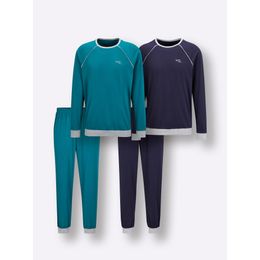 w&auml;schepur W&Auml;SCHEPUR Herren Schlafanzug, Gr. 60marine, aquapetrol, 100% Baumwolle, Homewear-Sets