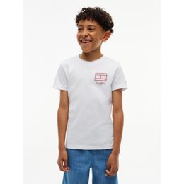 Tommy Hilfiger Jungen T-Shirt, wei&szlig;, Gr. 4, unifarben, Single Jersey, Obermaterial: 100% Baumwolle, Shirts, Rundhalsausschnitt, Regula Fit, reine