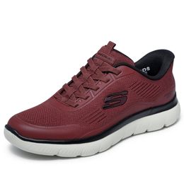 Skechers Herren Slip-On Sneaker "SUMMITS-LEYTER", Gr. 44, rot, Lederimitat, Textil, Schuhe, Schlupfschuh, Freizeitsneaker mit Memory Foam,