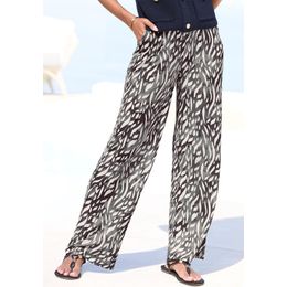 Lascana Damen Palazzohose "aus leichter Jerseyware", beige, Gr. 40, bedruckt, Jersey, Obermaterial: 100% Viskose, Hosen, Schlupfhose mit Alloverprint