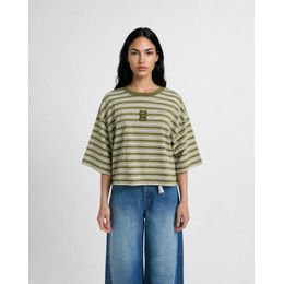 Smith & Soul SMITH & SOUL Damen Rundhalsshirt, gr&uuml;n, Gr. XL, gestreift, Single Jersey, Material: 100% Baumwolle, Shirts, mit modischen Streifen