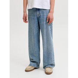Jack & Jones Kinder Weite Jeans "JJIDAVE JJORIGINAL ST 341 NOOS JNR", blau, Gr. 134, JACK & JONES JUNIOR, Abriebeffekte, Denim/Jeans, Obermaterial: 100%