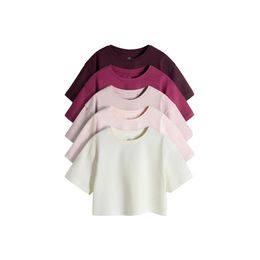 The Set T-Shirt M&auml;dchen Gr&ouml;&szlig;e 110 beere / lilameliert / rosa / altrosa / offwhite
