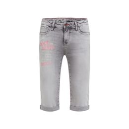 SOCCX Damen Regular-fit-Jeanslight grau printed jogg, Gr. 30, bedruckt, Denim/Jeans, Material: 99% Baumwolle, 1% Elasthan, Zusatz: Enth&auml;lt