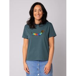 wat? Apparel T-Shirt Regenbogen Dackel in Petrol | Gr.: 40