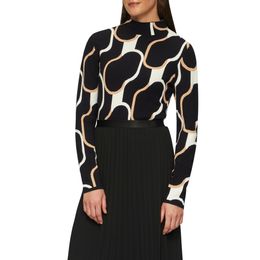 Damen Strickpullover, schwarz, Gr. 48, s.Oliver BLACK LABEL, bedruckt, Strick, Obermaterial: 62% Viskose, 38% Polyester, Pullover, mit grafischem