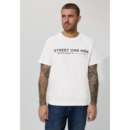 Street One MEN Herren T-Shirt, wei&szlig;, Gr. M, bedruckt, Web, 100% Baumwolle, Shirts, aus reiner Baumwolle