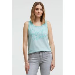 SOCCX Damen Tanktop, blau, Gr. XS, bedruckt, Single Jersey, Material: 100% Baumwolle, Tops, aus Baumwolle