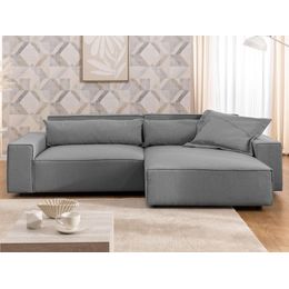 Ecksofa OTTO HOME, B:251cm H:70cm T:144,5cm, grau, 100% Polyester, Wohnzimmer, Sofas, "KINLEE Design-Sofa mit Recamiere rechts/links, Ma&szlig;e B/T/H