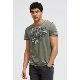 CAMP DAVID Herren Rundhalsshirt, gr&uuml;n, Gr. S, bedruckt, Single Jersey, Material: Grundmaterial: 100% Polyester, Ausbrenner: 100% Baumwolle, Shirts,