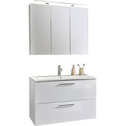 Badm&ouml;bel-Set NOLTE SPA, B:90cm H:180cm T:46cmwei&szlig;, MDF, Kastenm&ouml;bel-Sets, "Lux Nolte Waschtisch-Set", Waschtisch 2 Ausz&uuml;ge inkl Keramikbecken &