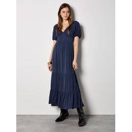 Apricot Damen Maxikleid "Maxikleid mit Stufenrock", blau, Gr. 36, gewebt, Obermaterial: 89% Viskose CV. 11% Lyocell CLY., Kleider, in Knitteroptik