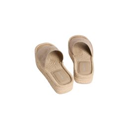 Calvin Klein Damen Pantolette "FLATF ESPA MULE NUB MG", Gr. 41beige, Nubukleder, Schuhe, Sommerschuh, Strandschuh, Schlupfschuh mit Plateau
