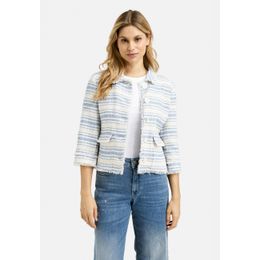Milano Italy Damen Kurzjacke, blau, Gr. 42, gestreift, Web, Material: 39% Baumwolle, 38% Polyester, 13% Viskose, 10%Polyacryl, Futter: 100%