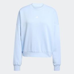 adidas Sportswear Athletic Sweatshirt 'ESSENTIALS SMALL LOGO FEEL COZY' female size L Light blue / White