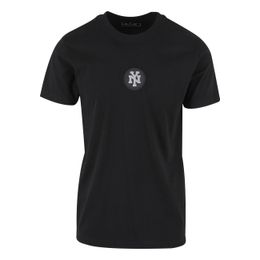MisterTee Herren Kurzarmshirt "MisterTee Herren NY Patch Tee", schwarz, Gr. XL, bedruckt, 100% Baumwolle, Shirts