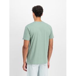Herren Rundhalsshirt "Basic T ML"frost gr&uuml;n, Gr. XXL, Alpha Industries, bedruckt, Single Jersey, Obermaterial: 100% Baumwolle, Shirts, Baumwolle,