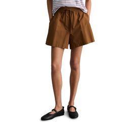 Marc O'Polo Damen Shorts, braun, Gr. L, MARC O'POLO DENIM, Web, Obermaterial: 100% Baumwolle, Hosen, relaxed aus Papertouch-Popeline
